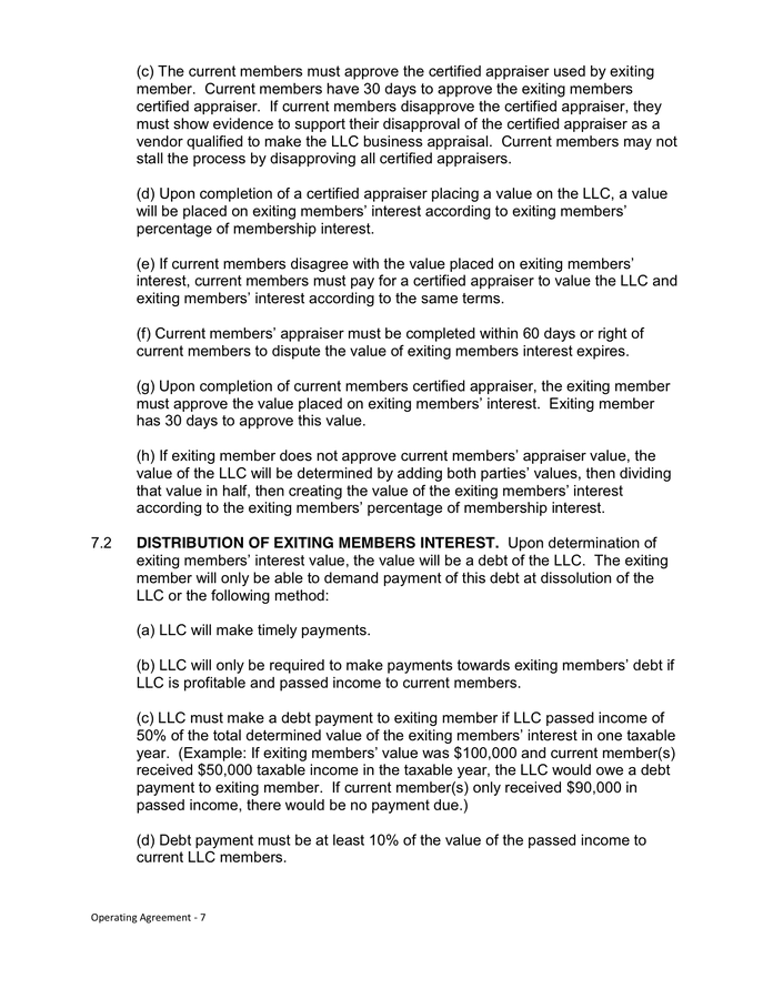 Texas LLC Operating Agreement In Word And Pdf Formats Page 7 Of 11
