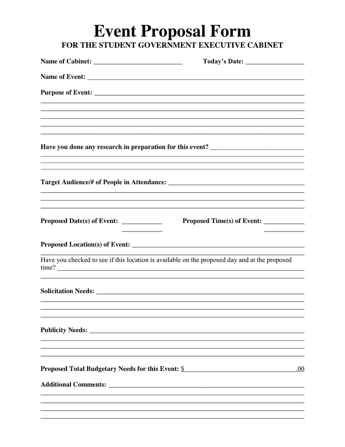 Event Proposal Form In Word And Pdf Formats