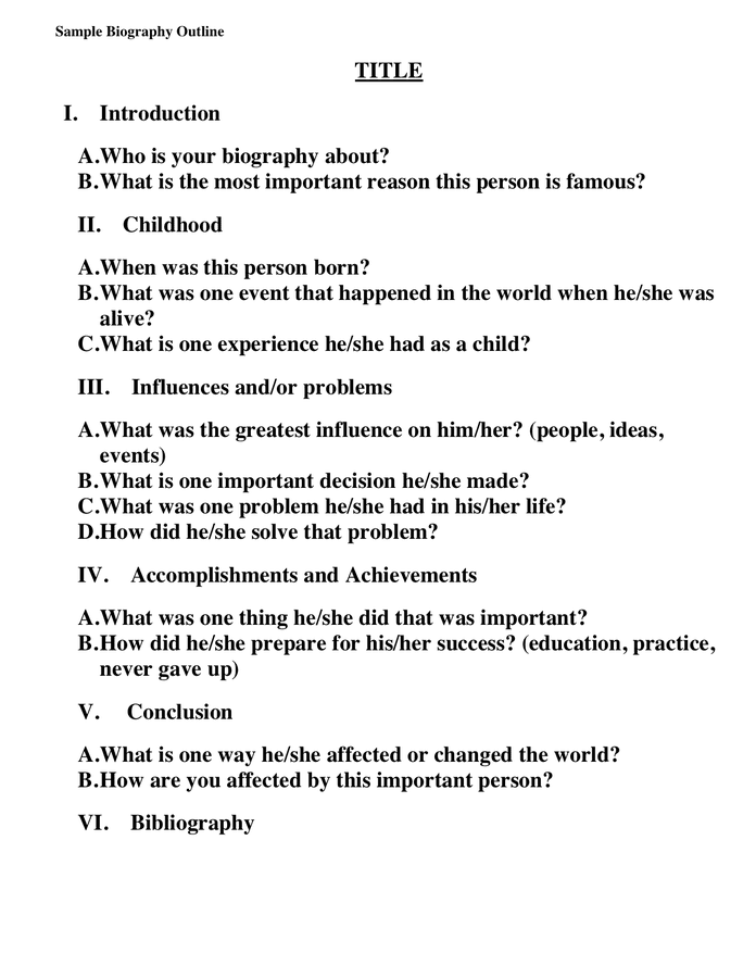 Biography Outline In Word And Pdf Formats