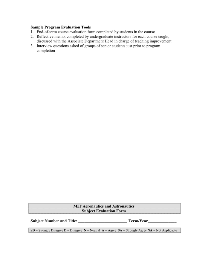 Program Evaluation Tools In Word And Pdf Formats