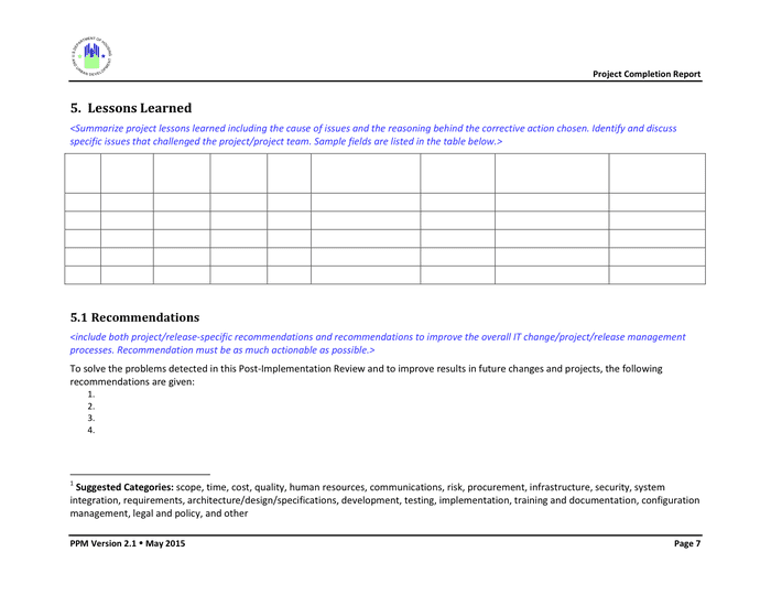 Project Completion Report Template In Word And Pdf Formats Page 10 Of 13