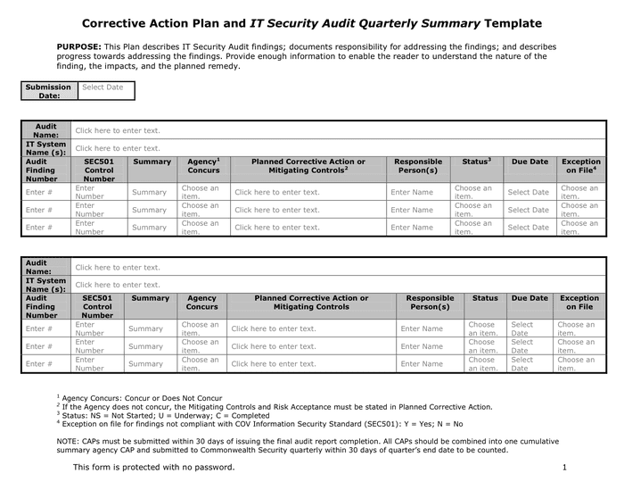 Corrective Action Plan In Word And Pdf Formats