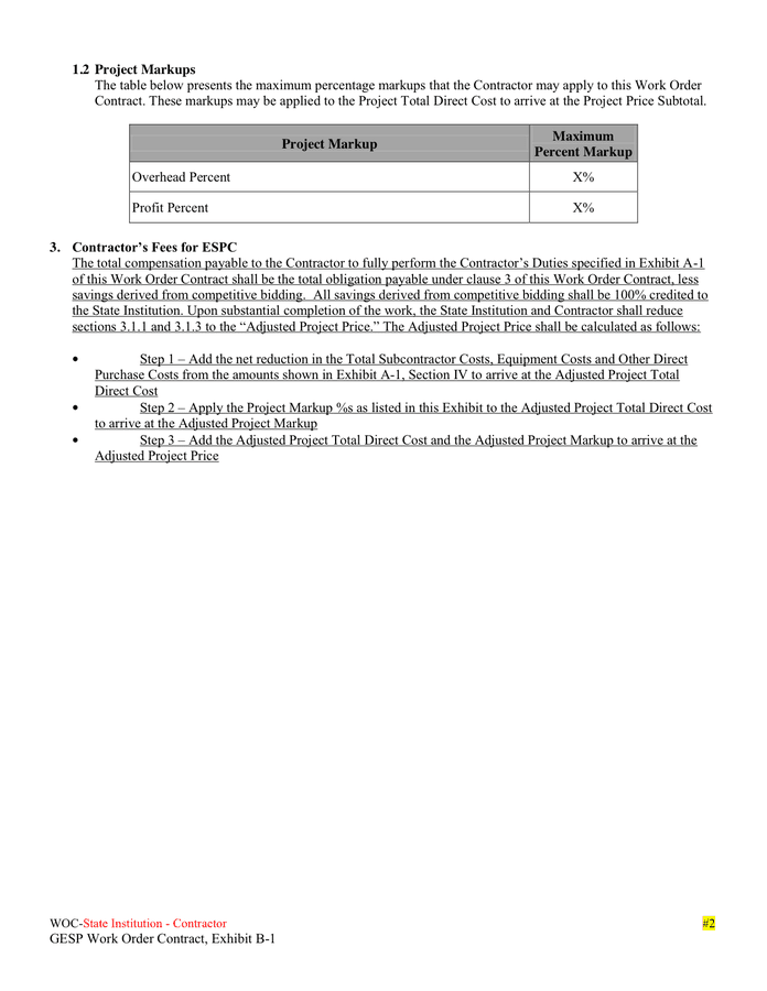 Work Order Contract In Word And Pdf Formats Page 2 Of 3