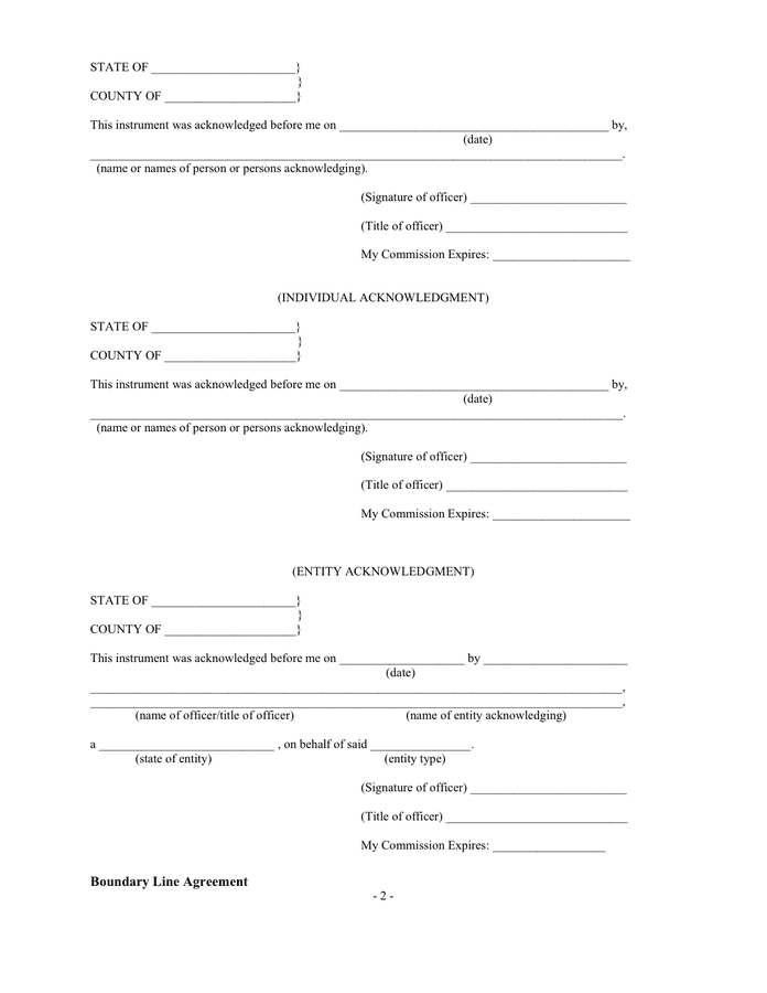Boundary Line Agreement And Special Warranty Deed In Word And Pdf