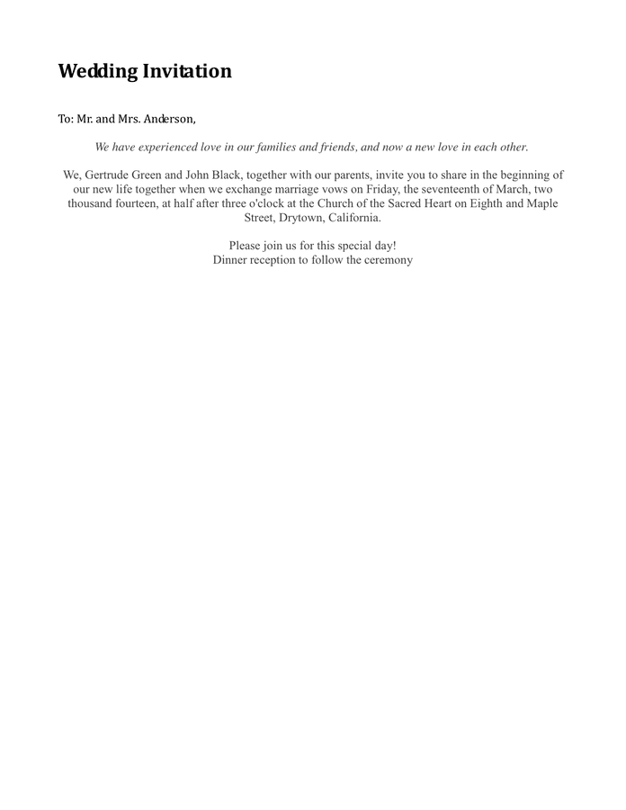 Wedding Invitation Letter Template In Word And Pdf Formats