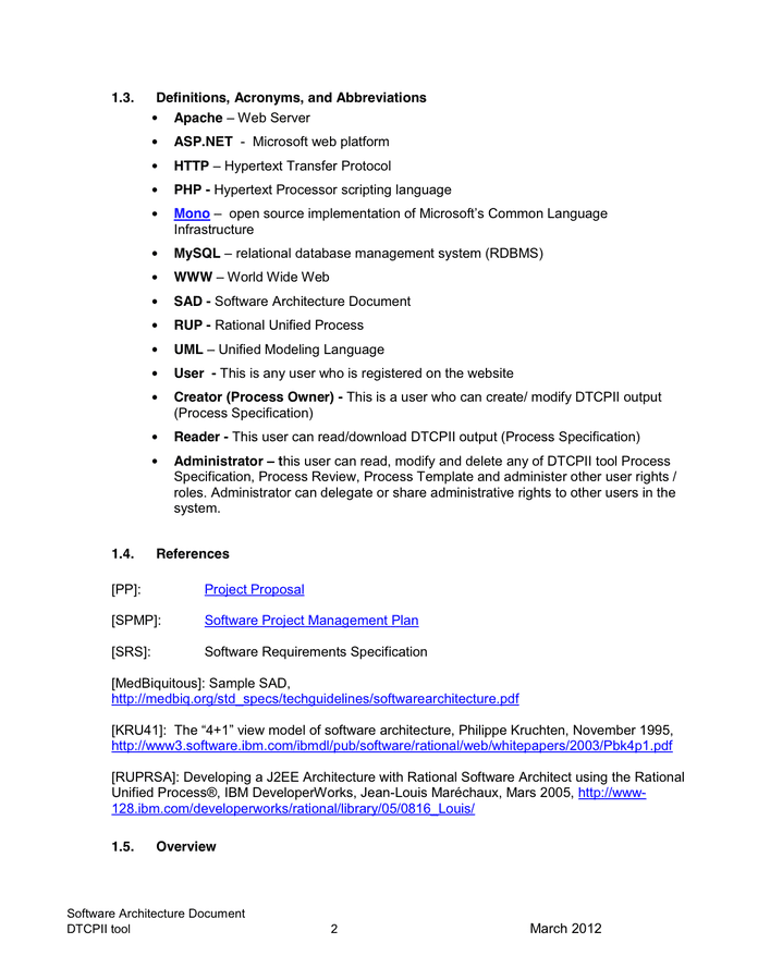 Software Architecture Document Example - Design Talk