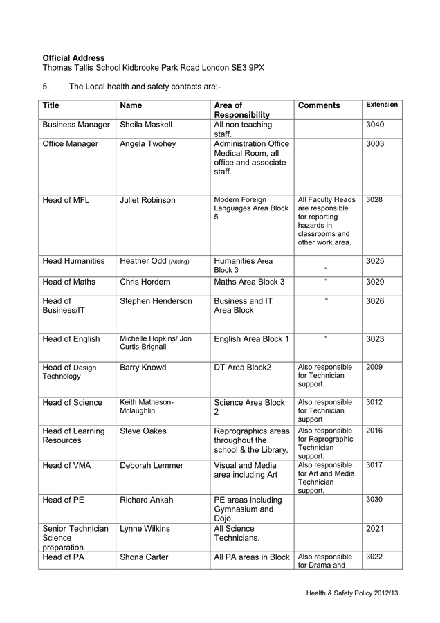 School HEALTH AND SAFETY POLICY In Word And Pdf Formats Page 2 Of 9 school-health-and-safety-policy-in-word-and-pdf-formats-page-2-of-9