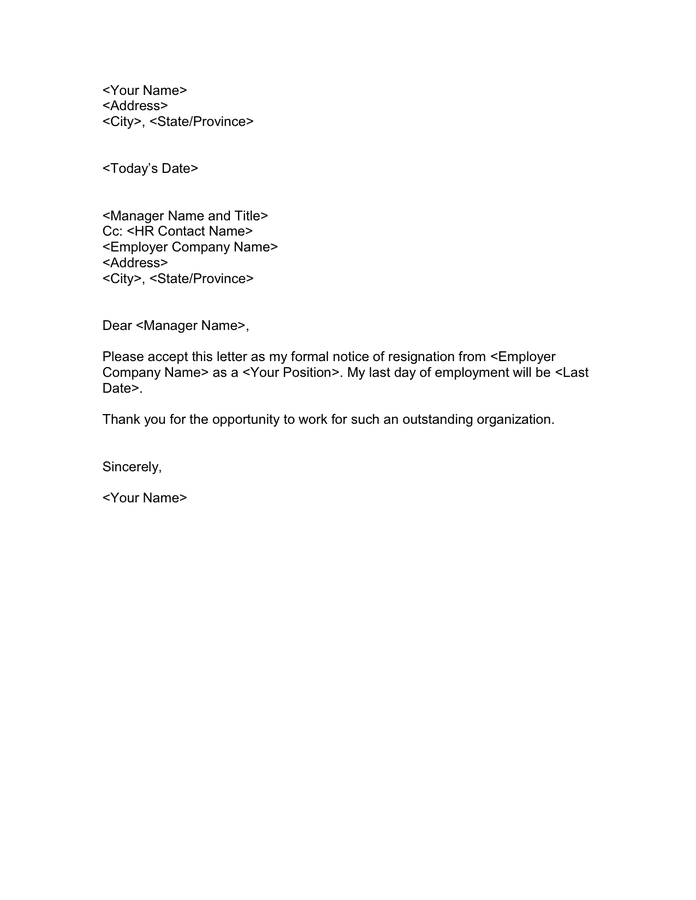 Resignation Letter Example In Word And Pdf Formats Resignation Letter Example In Word And Pdf Formats