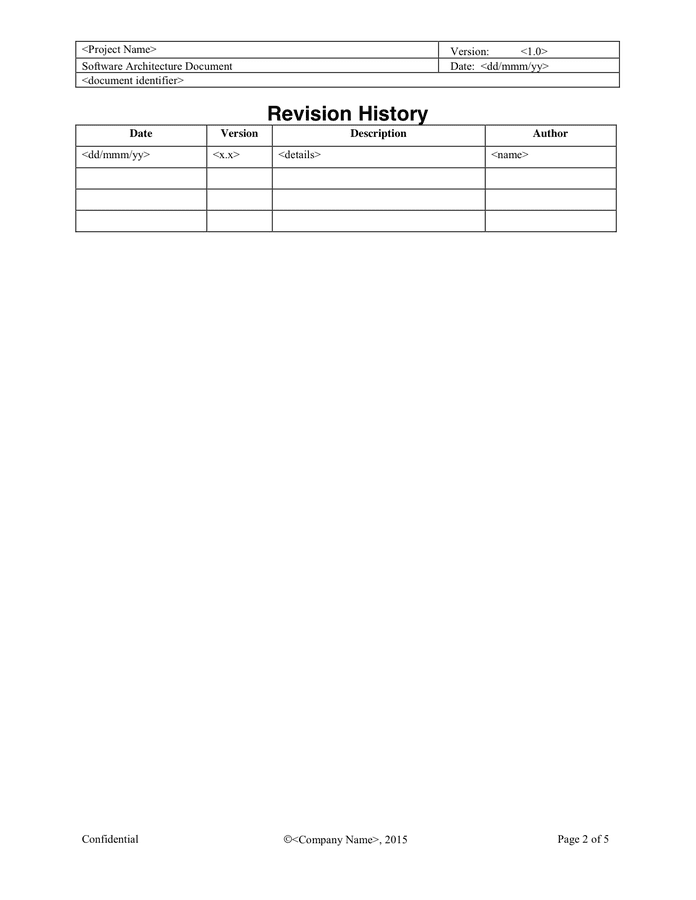 Software Architecture Document In Word And Pdf Formats Page 2 Of 5