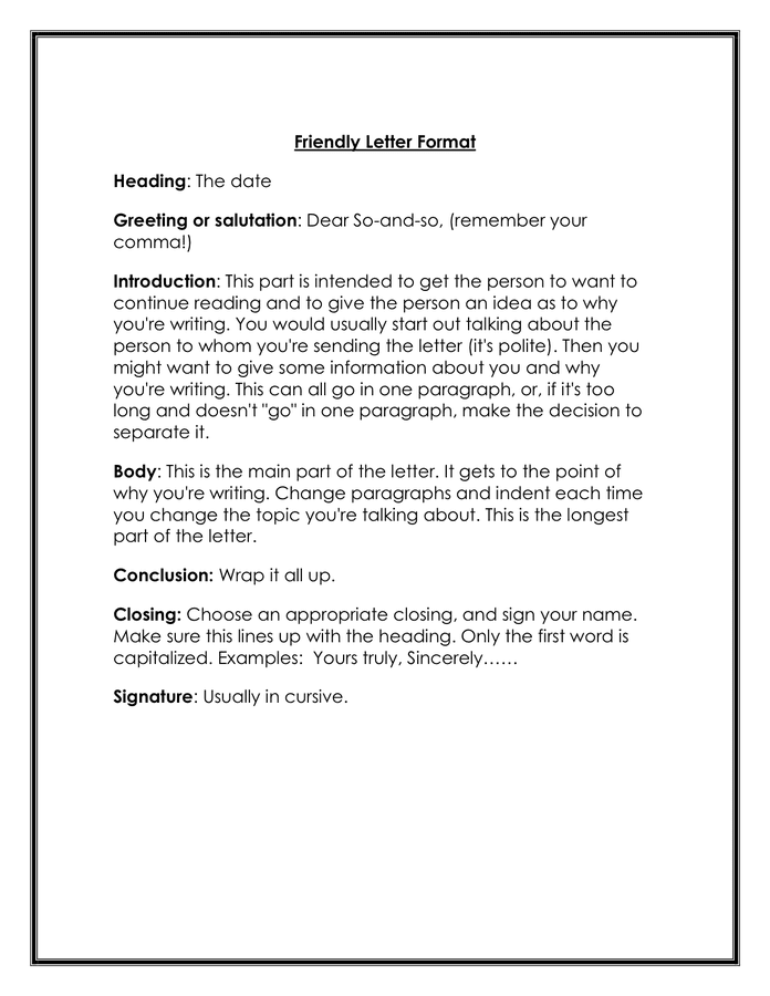 Friendly Letter Format In Word And Pdf Formats Page 2 Of 6