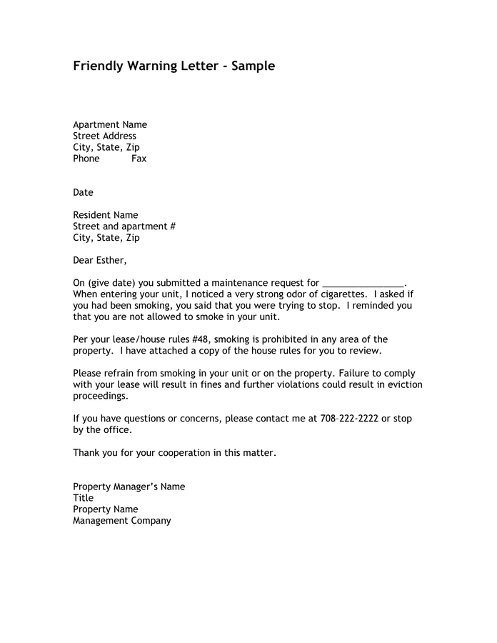 Hoa Violation Letter Template