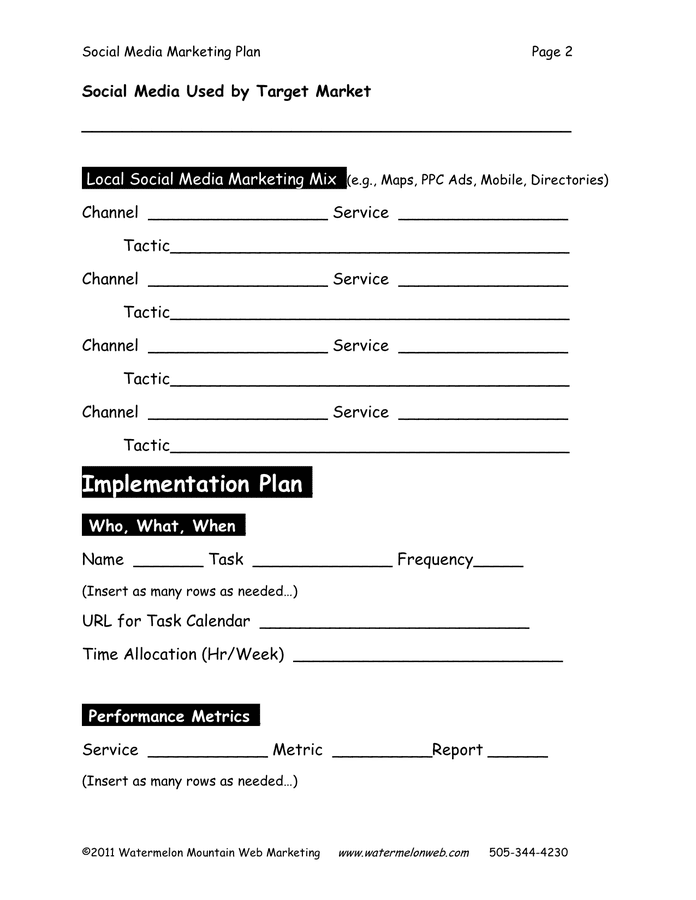 One Page Marketing Plan In Word And Pdf Formats Page 2 Of 2 One Page Marketing Plan In Word And Pdf Formats Page 2 Of 2