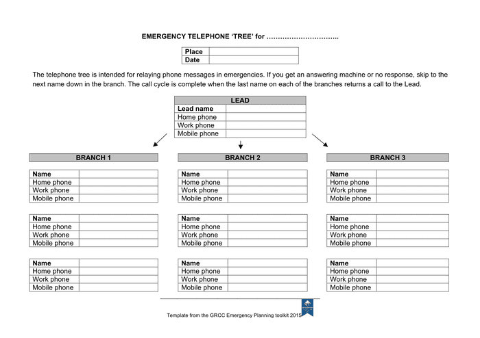 Emergency Telephone Tree Form In Word And Pdf Formats