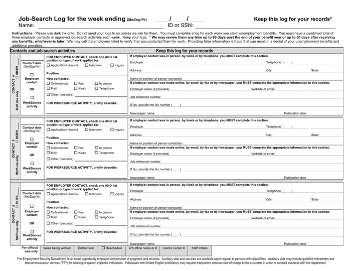 Job Search Log Week Template In Word And Pdf Formats Page 2 Of 2