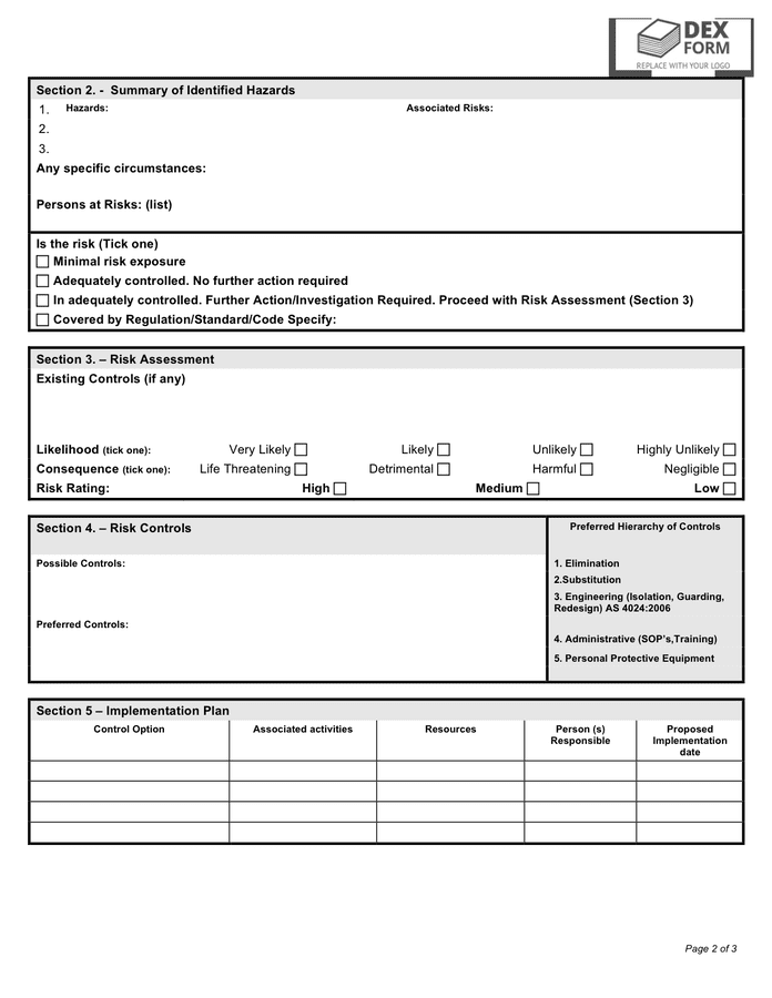 Hazard Identification And Risk Assessment Template PrintableDB web app