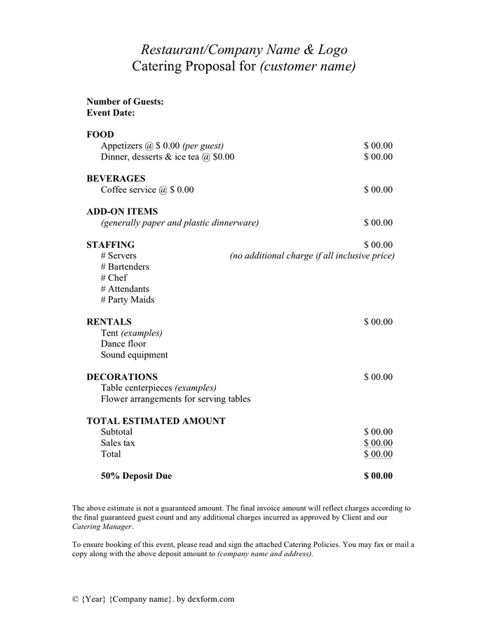 Catering Proposal Template In Word And Pdf Formats Page 2 Of 3
