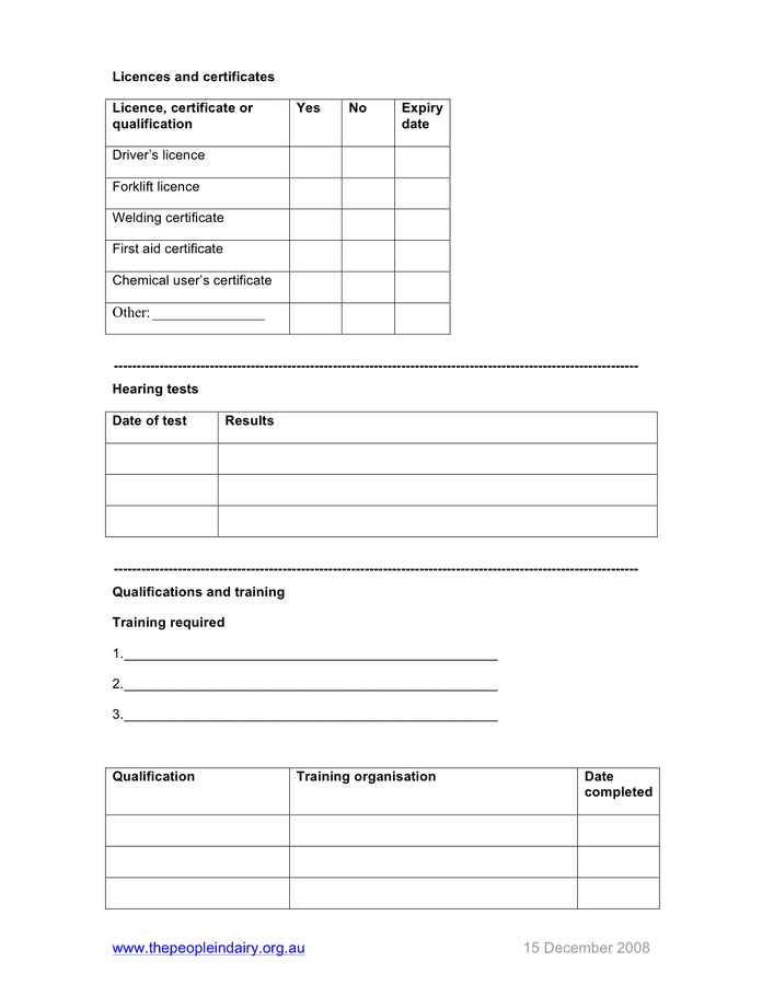 Employee Details Form Template Australia In Word And Pdf Formats 