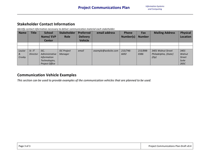 Project Communications Plan In Word And Pdf Formats Page 3 Of 3