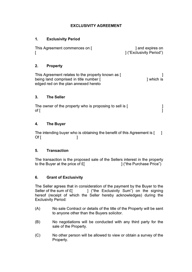 Exclusivity Agreement Template