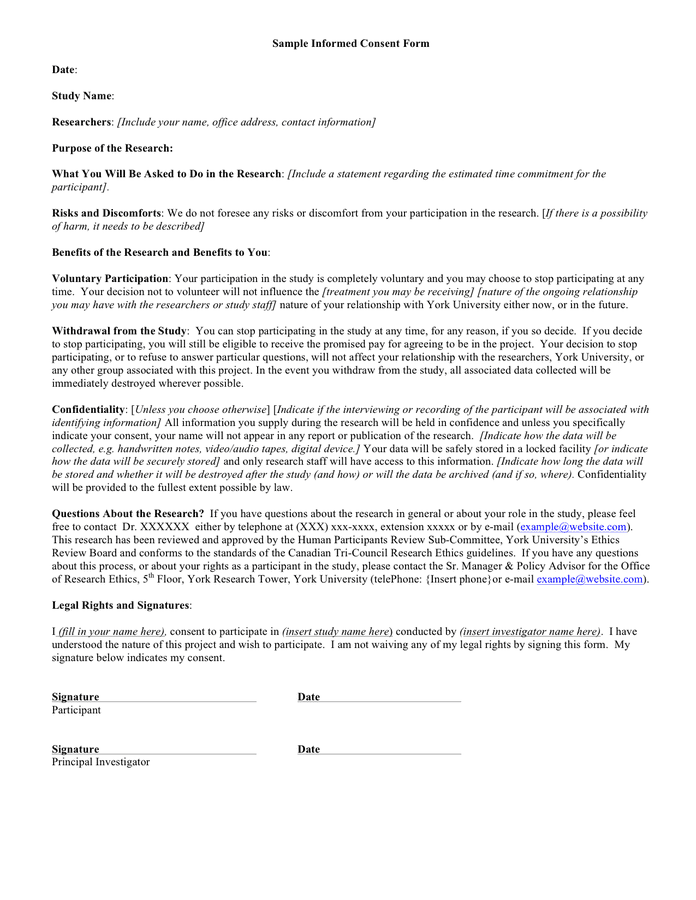 Informed Consent Form Sample For Surgery Pdf Gambaran