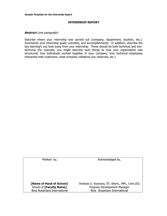 Sample Internship Report In Word And Pdf Formats Page 3 Of 3