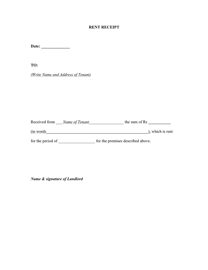 House Rent Receipt Format In Word And Pdf Formats