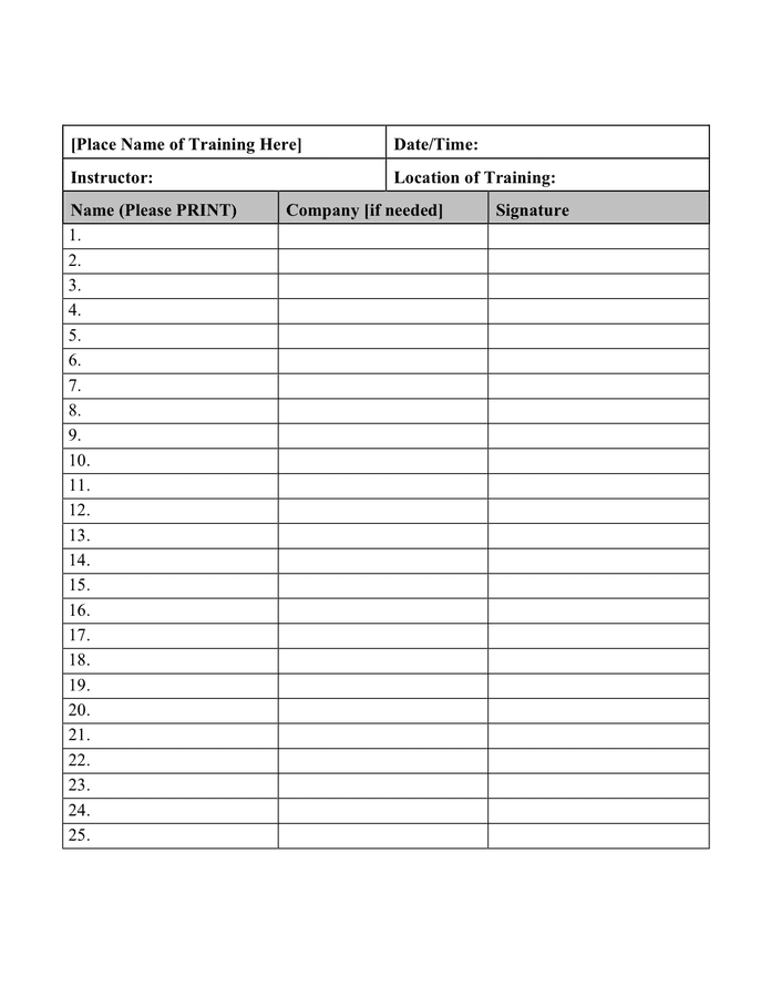 Sample Sign In Sheet In Word And Pdf Formats
