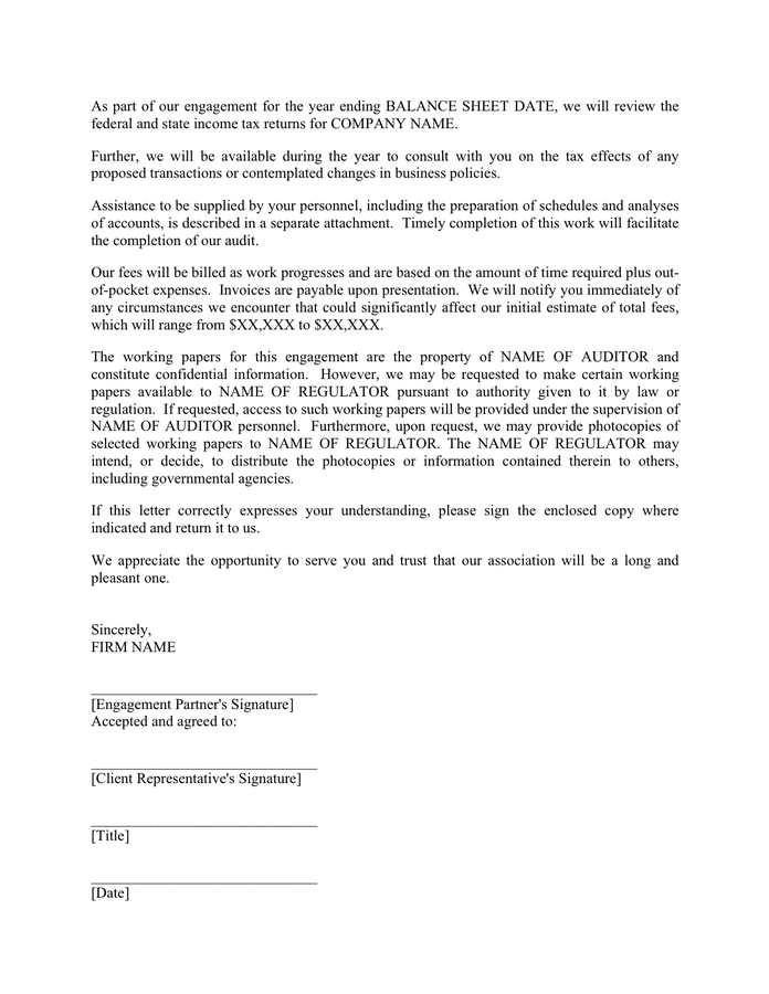 37 Tax Audit Engagement Letter Format Gif Format Kid