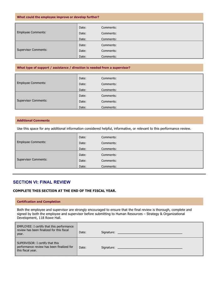 Performance Review Template In Word And Pdf Formats Page 4 Of 4