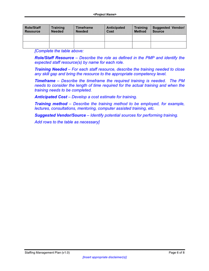 Staffing Management Plan Template In Word And Pdf Formats Page 7 Of 8