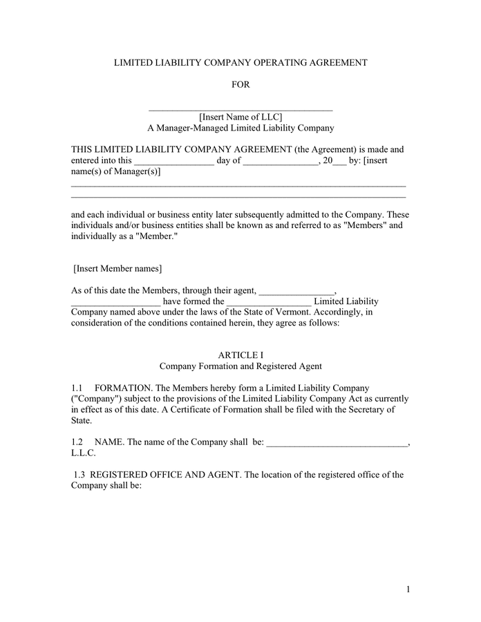 LLC Operating Agreement Download Free Documents For PDF Word And Excel