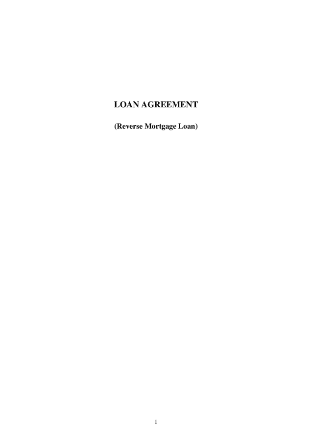 Reverse mortgage loan agreement template (India) in Word and Pdf formats