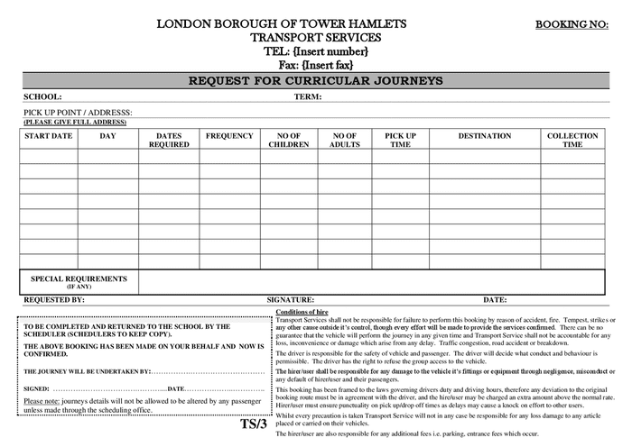 Request form sample for curricular journeys (United Kingdom) in Word ...