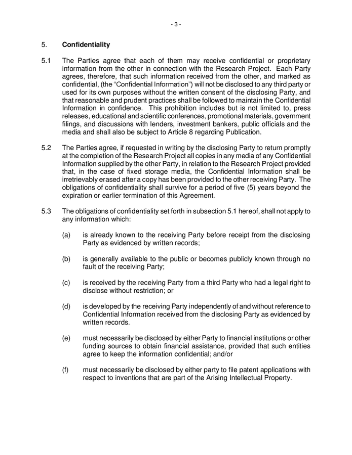 University collaborative research agreement sample in Word and Pdf ...