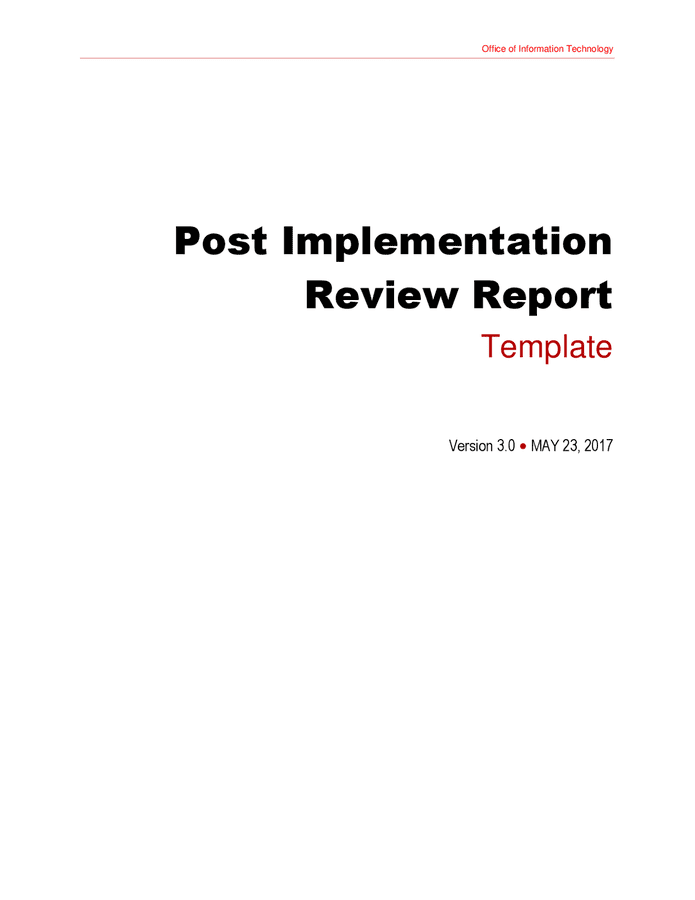 Post Implementation Review Report Template In Word And Pdf Formats