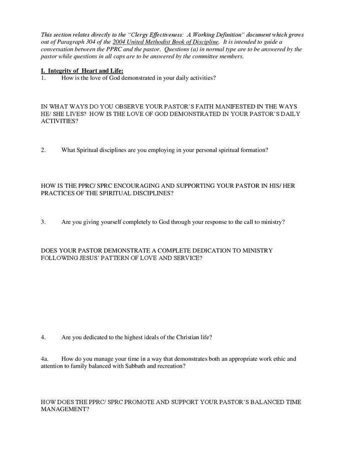 Deacon / extension minister evaluation form in Word and Pdf formats ...