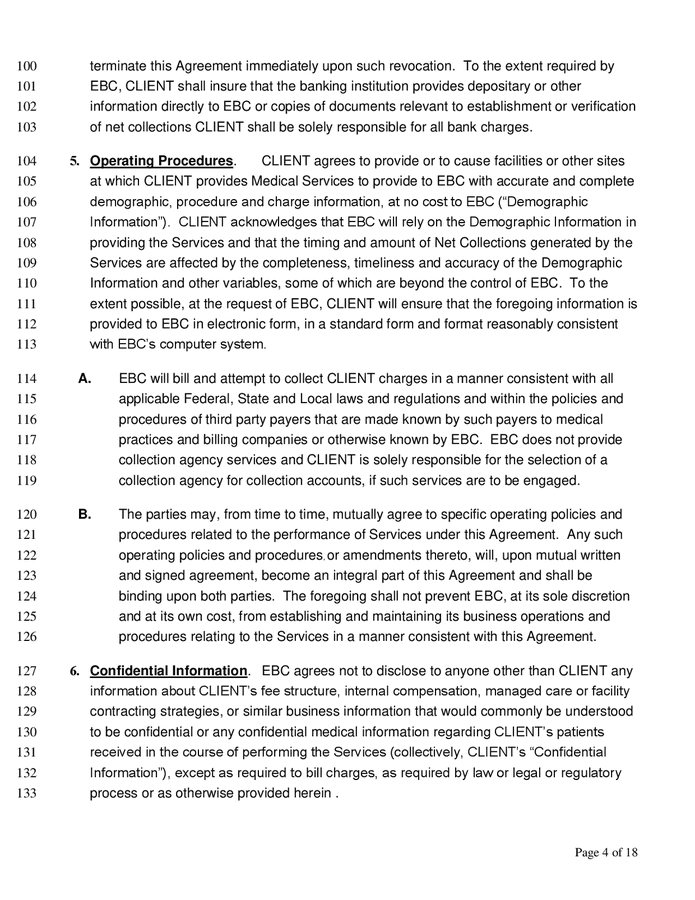 Billing services agreement template in Word and Pdf formats - page 4 of 18