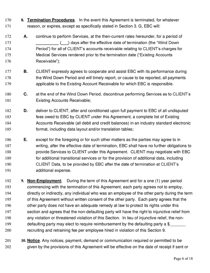 Billing services agreement template in Word and Pdf formats - page 6 of 18