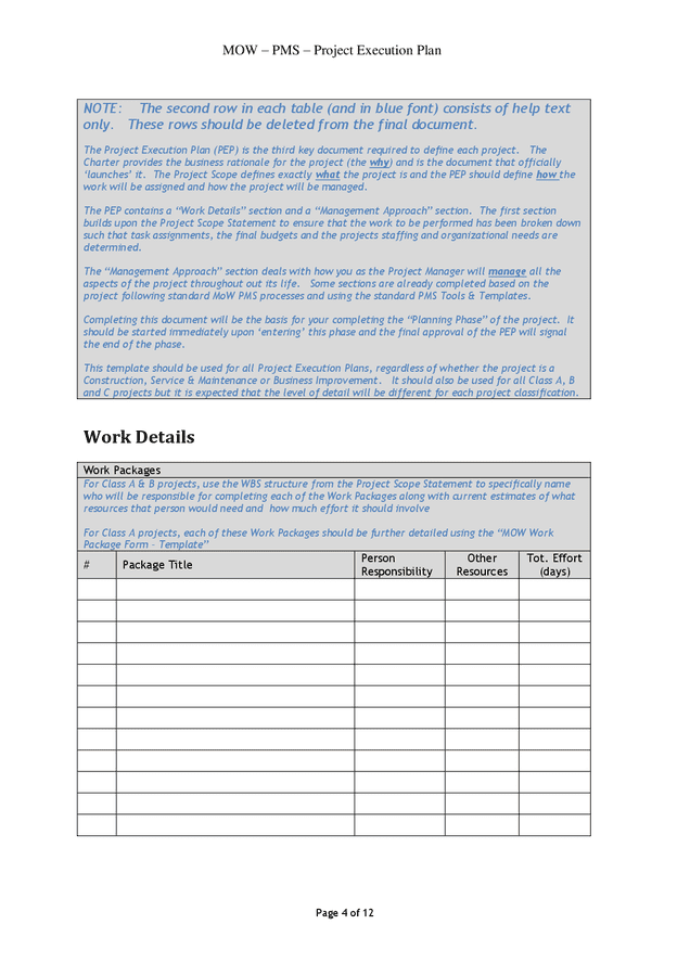 Project execution plan in Word and Pdf formats - page 4 of 12