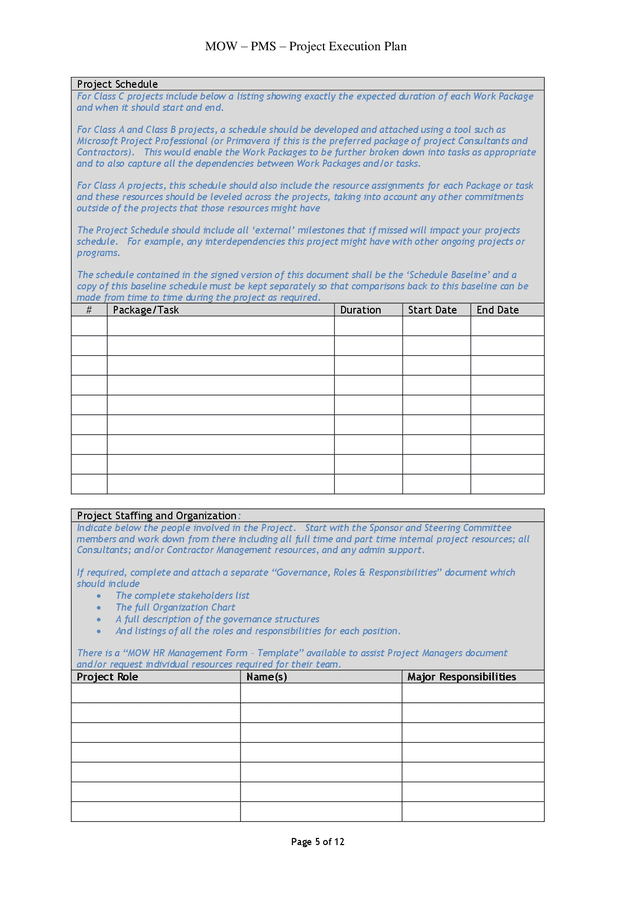 Project execution plan in Word and Pdf formats - page 5 of 12
