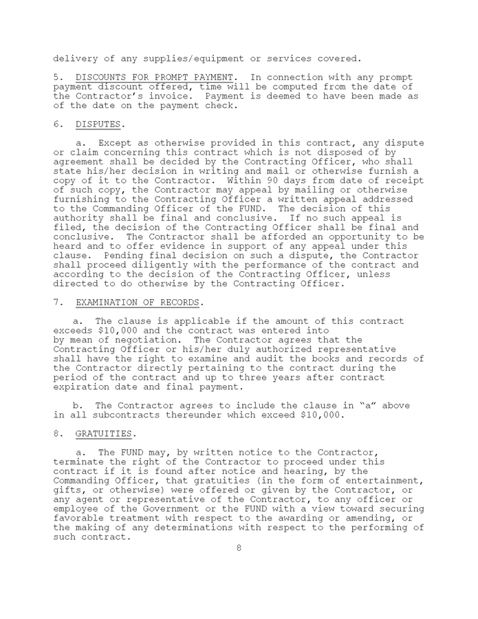 Sample entertainment contract in Word and Pdf formats - page 8 of 14