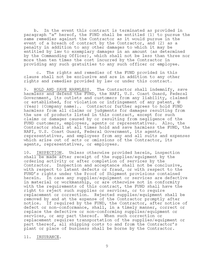 Sample entertainment contract in Word and Pdf formats - page 9 of 14