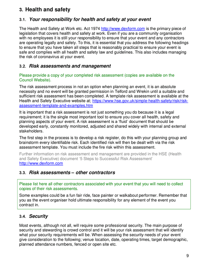 Event safety managementplan template (UK) in Word and Pdf formats ...