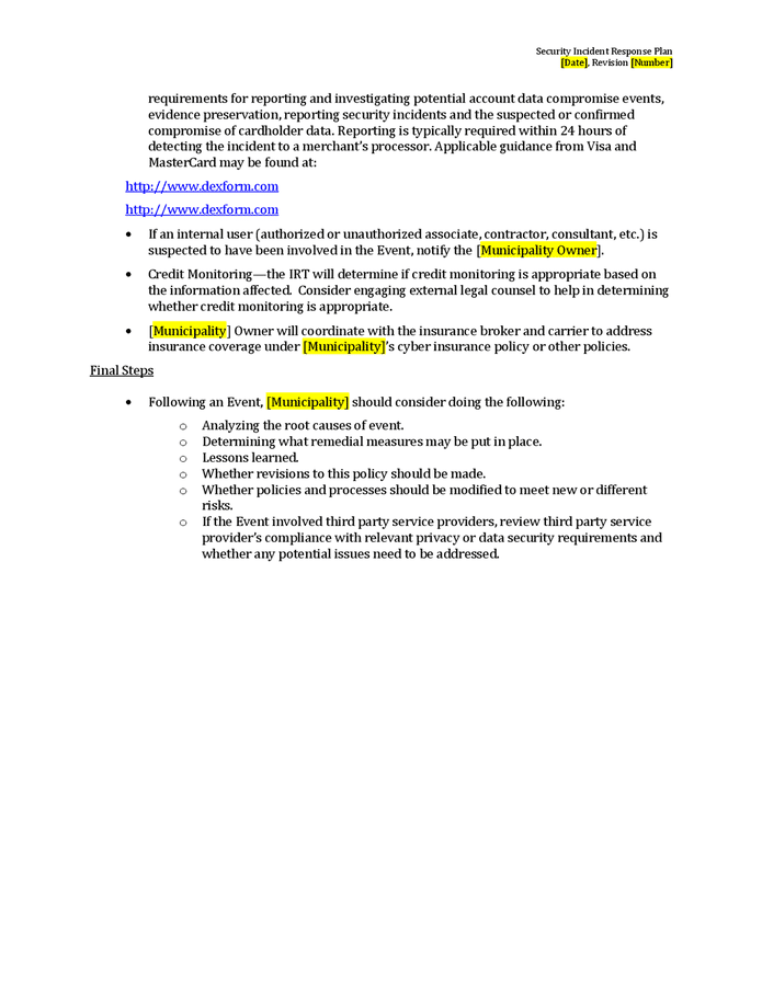 Security incident response plan in Word and Pdf formats - page 7 of 14