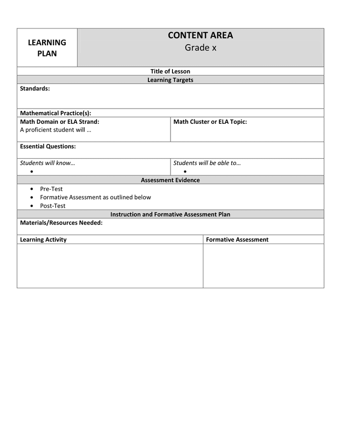 Lesson Plan Template - download free documents for PDF, Word and Excel
