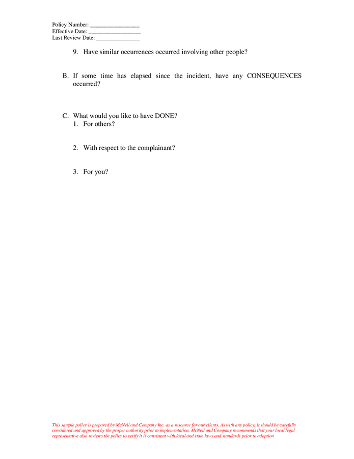 Sexual Harassment Sample Policy In Word And Pdf Formats Page 9 Of 11 4529
