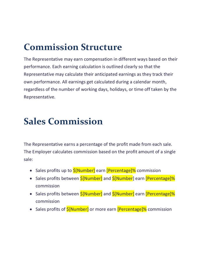 Sales commission agreement in Word and Pdf formats - page 6 of 13