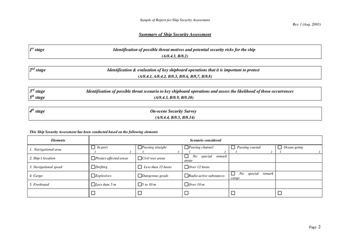 Sample of report for ship security assessment in Word and Pdf formats ...