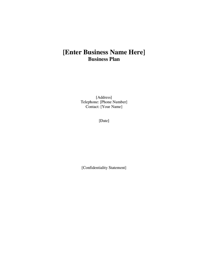 Simple business plan template in Word and Pdf formats