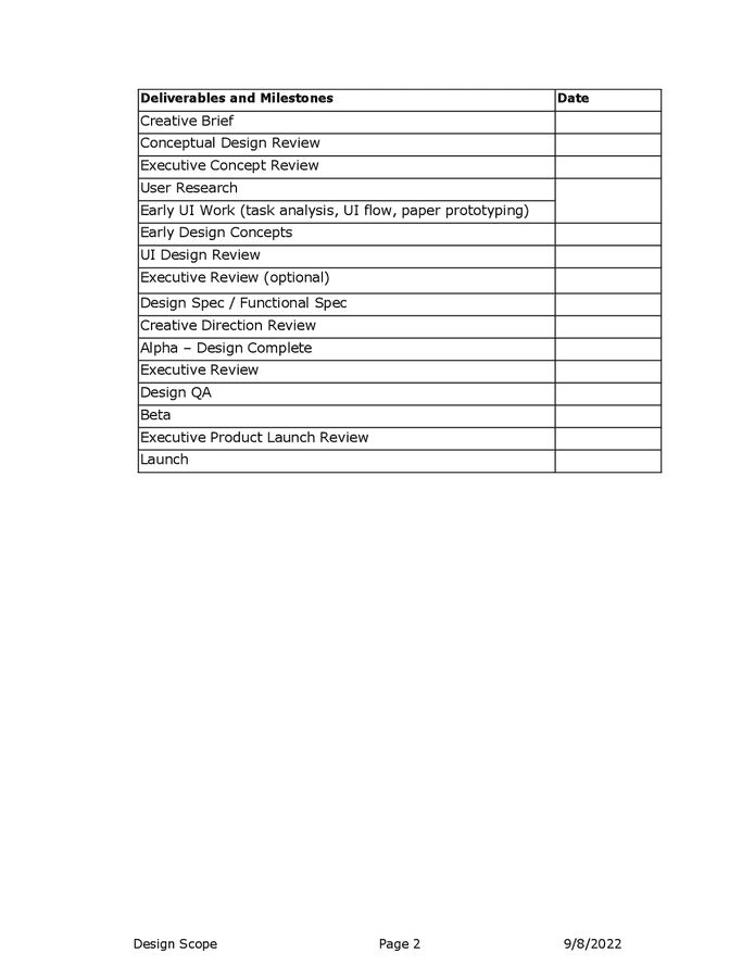 Design scope template in Word and Pdf formats - page 2 of 2